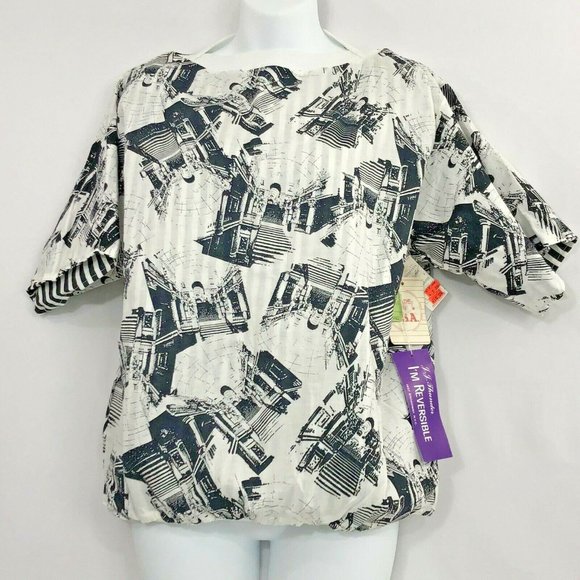 JJ Thunder | Tops | Vintage 8s Reversible Black White Shirt Oversize ...